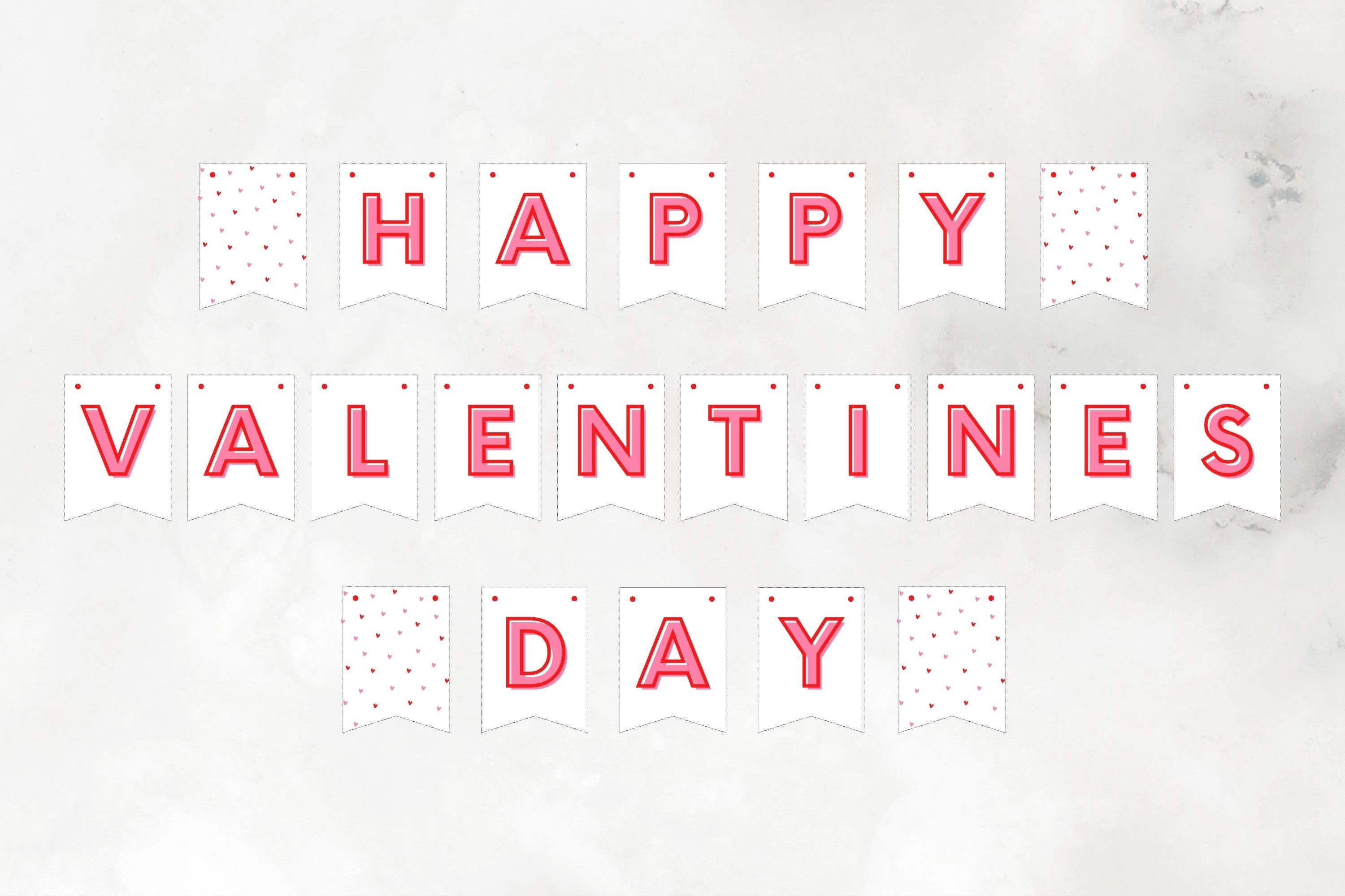 Printable Happy Valentine's Day and Heart Banner, Heart Pattern ...