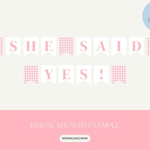 Pink Gingham Banner | Printable PDF | Includes ALL Letters | Bridal ...