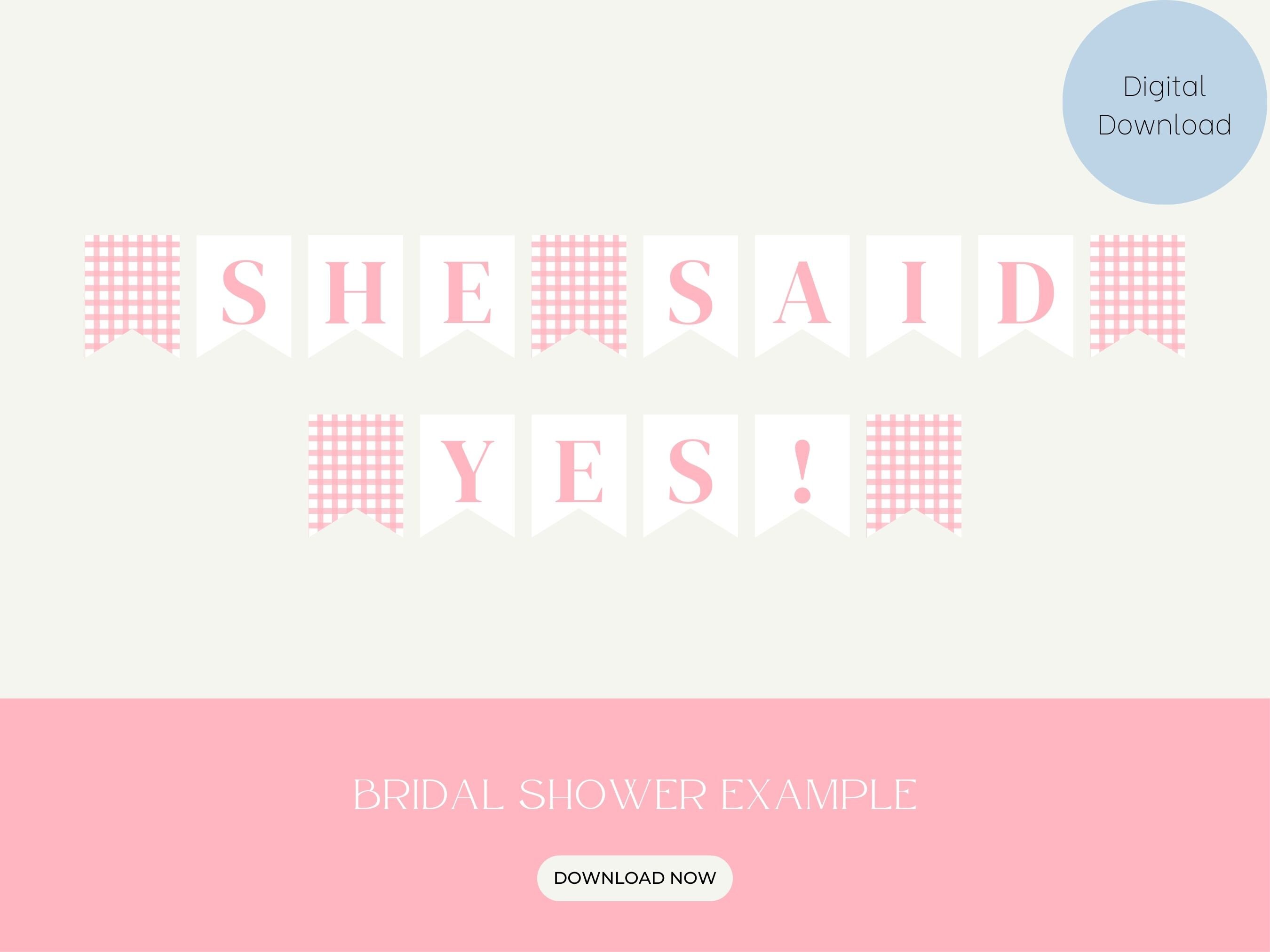 Pink Gingham Banner | Printable PDF | Includes ALL Letters | Bridal ...