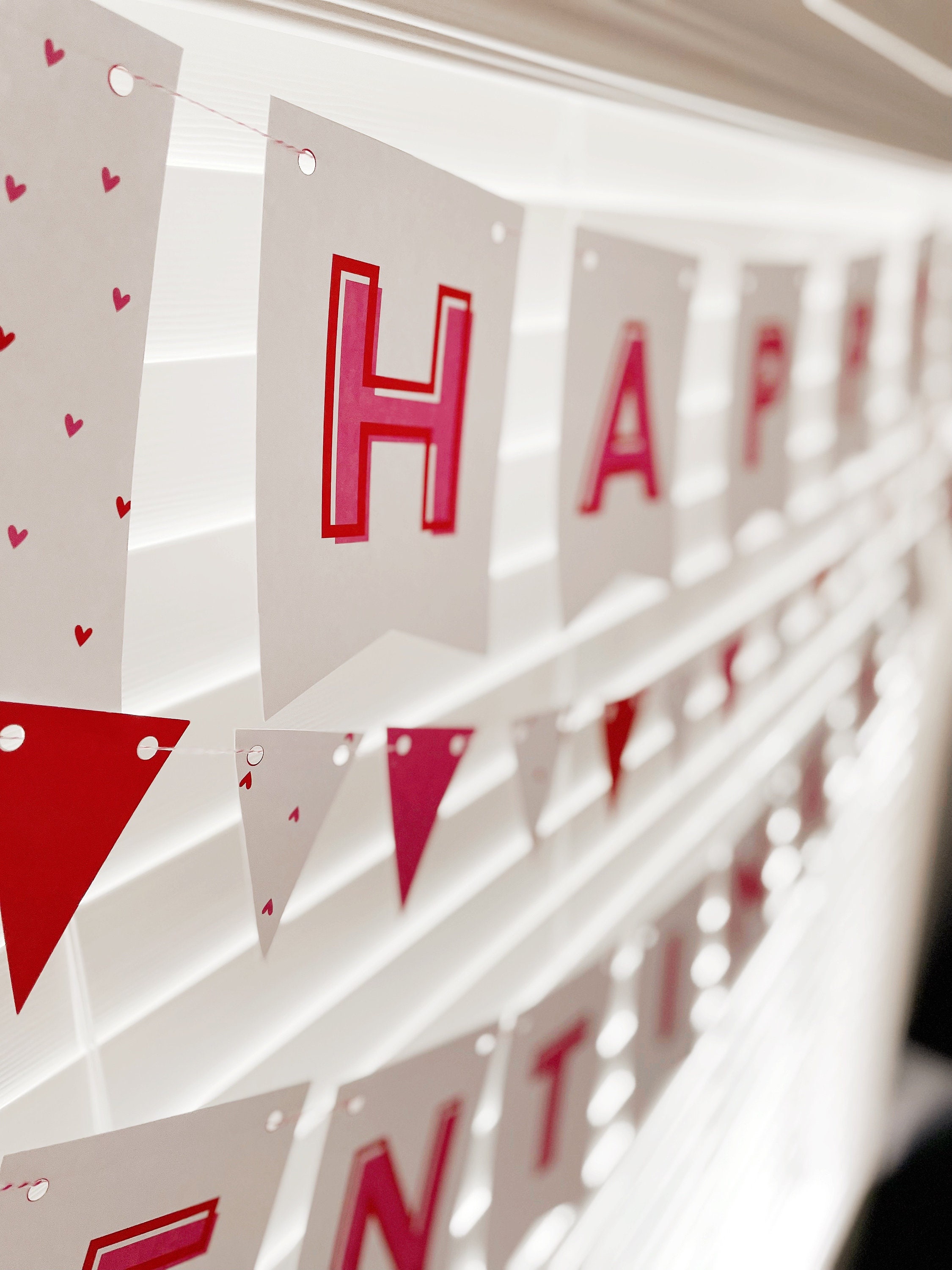 Printable Happy Valentine's Day and Heart Banner, Heart Pattern ...