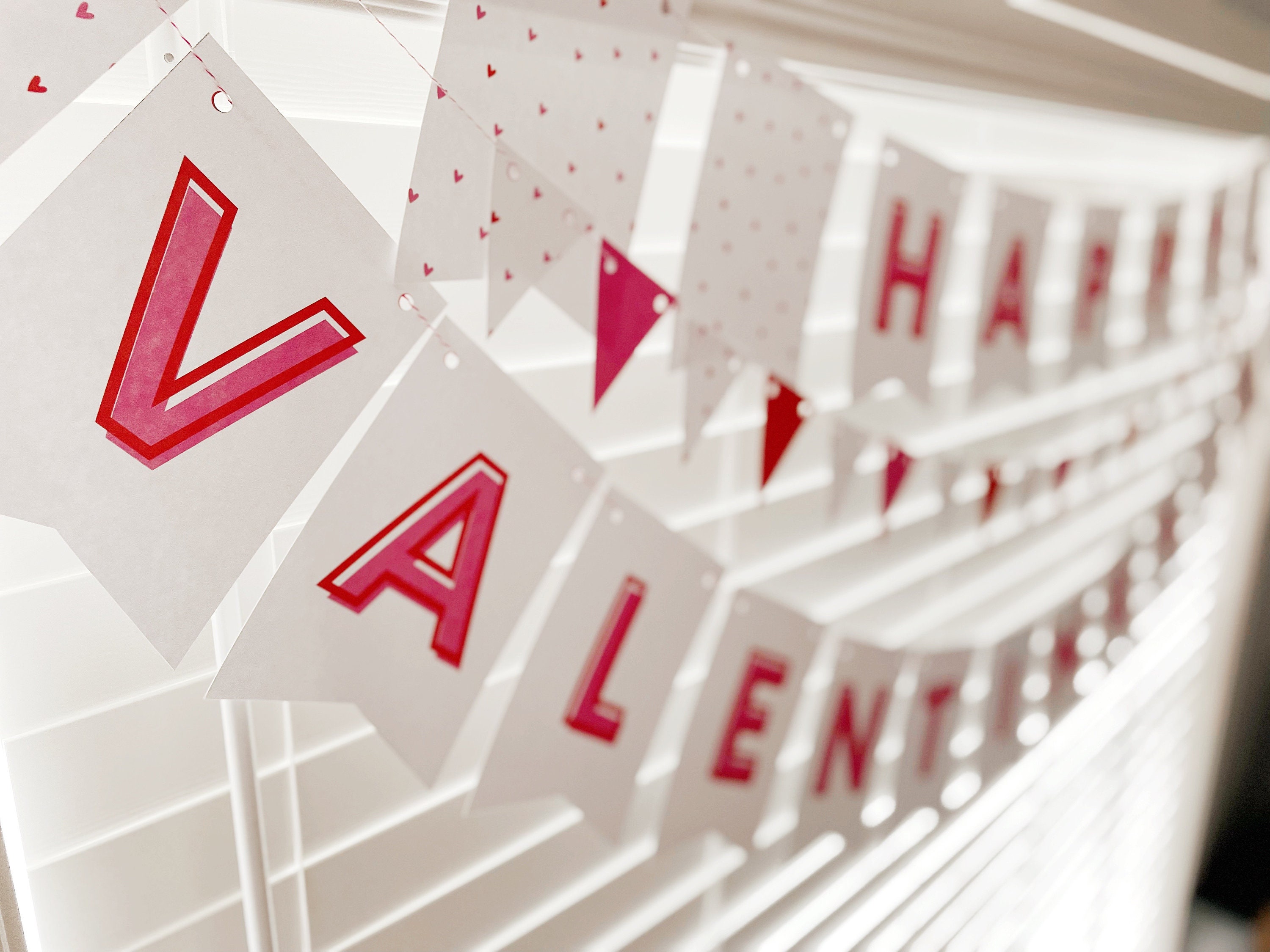 Printable Happy Valentine's Day and Heart Banner, Heart Pattern ...