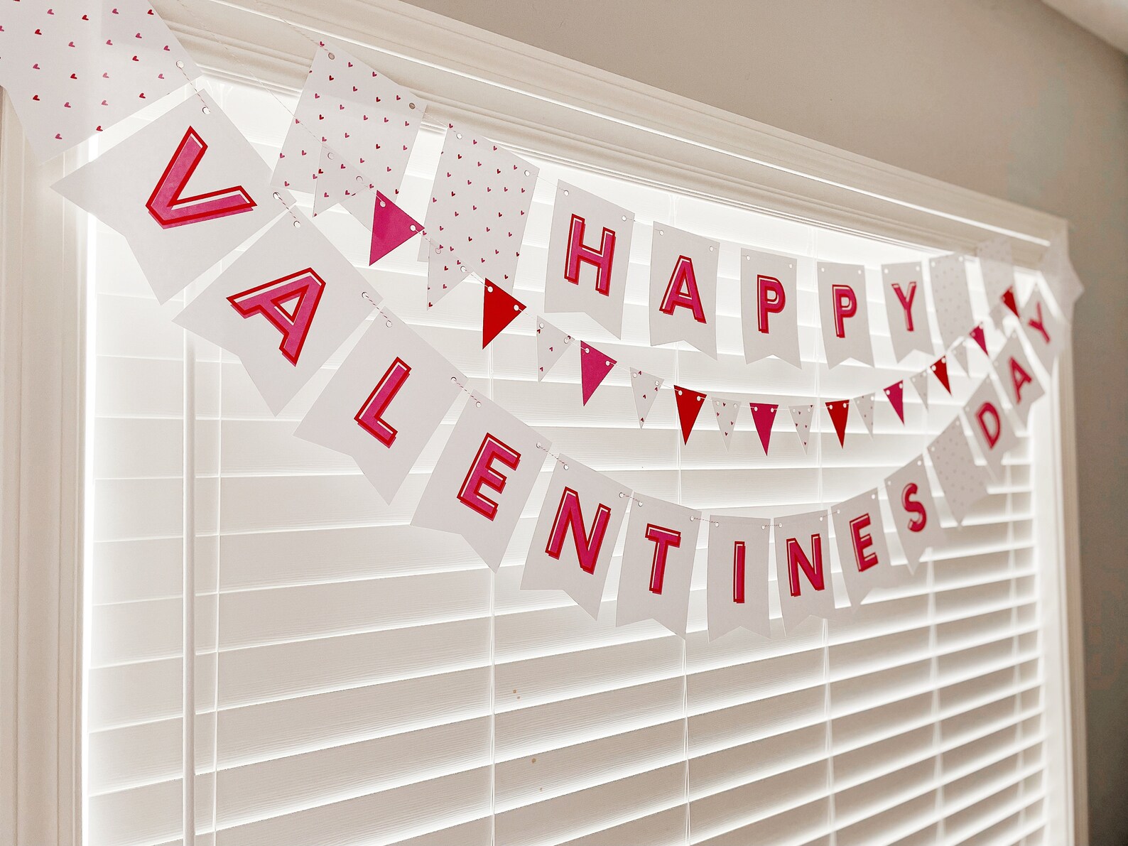 Printable Happy Valentine's Day and Heart Banner, Heart Pattern ...