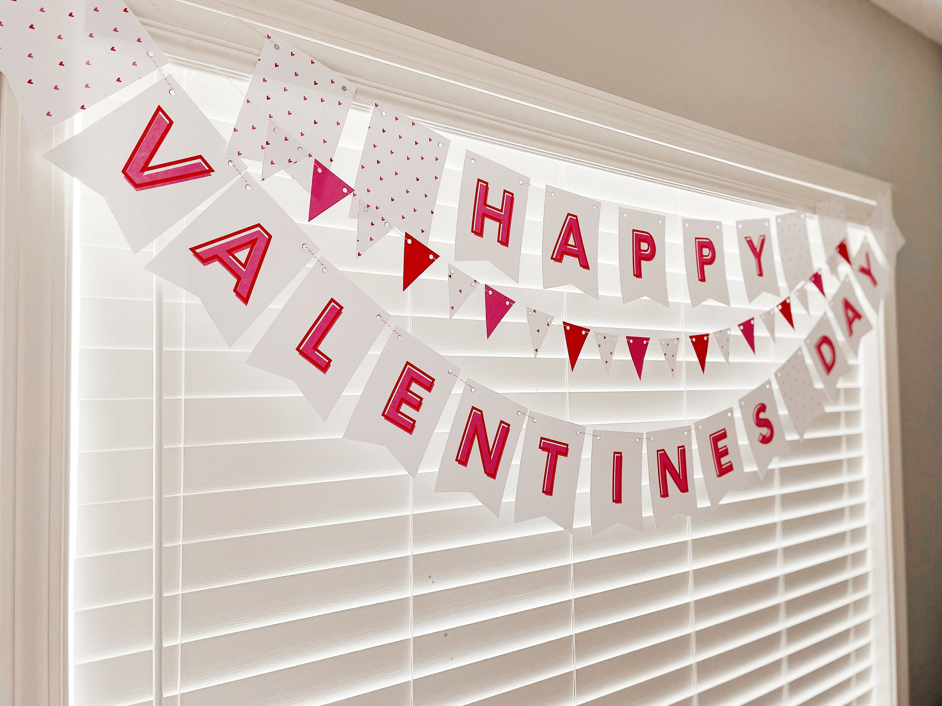 Printable Happy Valentine's Day and Heart Banner, Heart Pattern ...