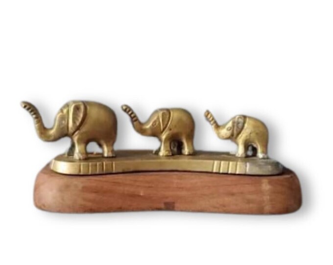 Brass Elephant Figurines/ Trio of Brass Elephants/ Three Elephants ...