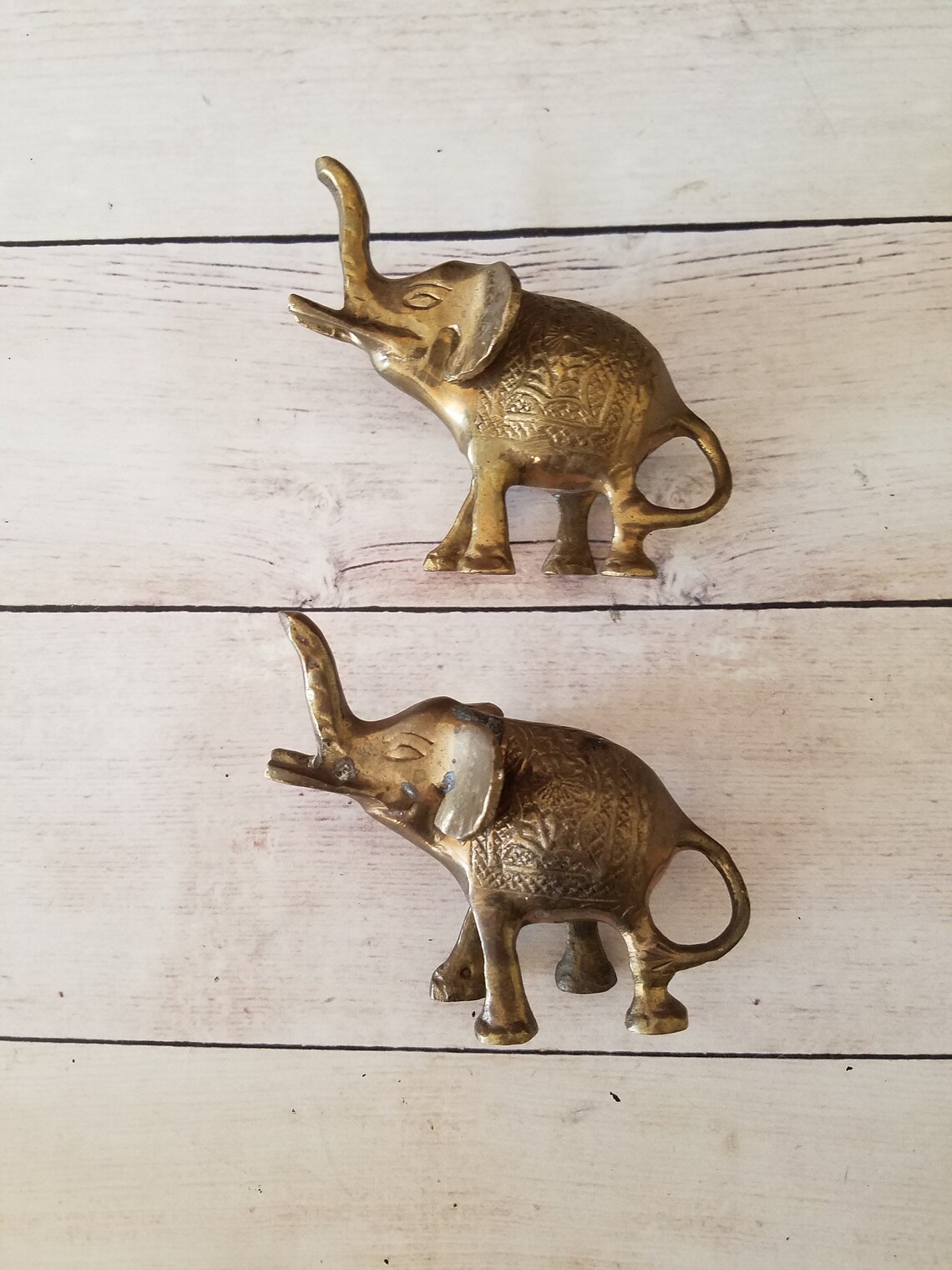 Brass Elephant Figurines/ Pair of Brass Elephant Figurines/ | Etsy