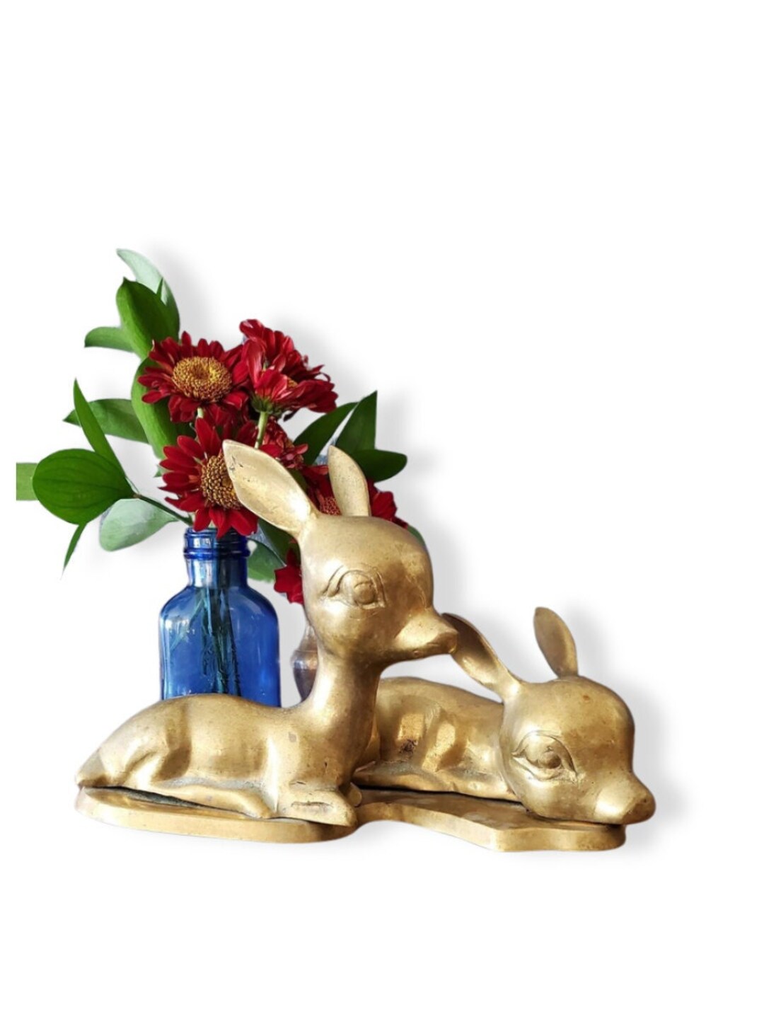Brass Deer Statue/ Large Brass Deer Statue/ Brass Deer Pair / Brass ...