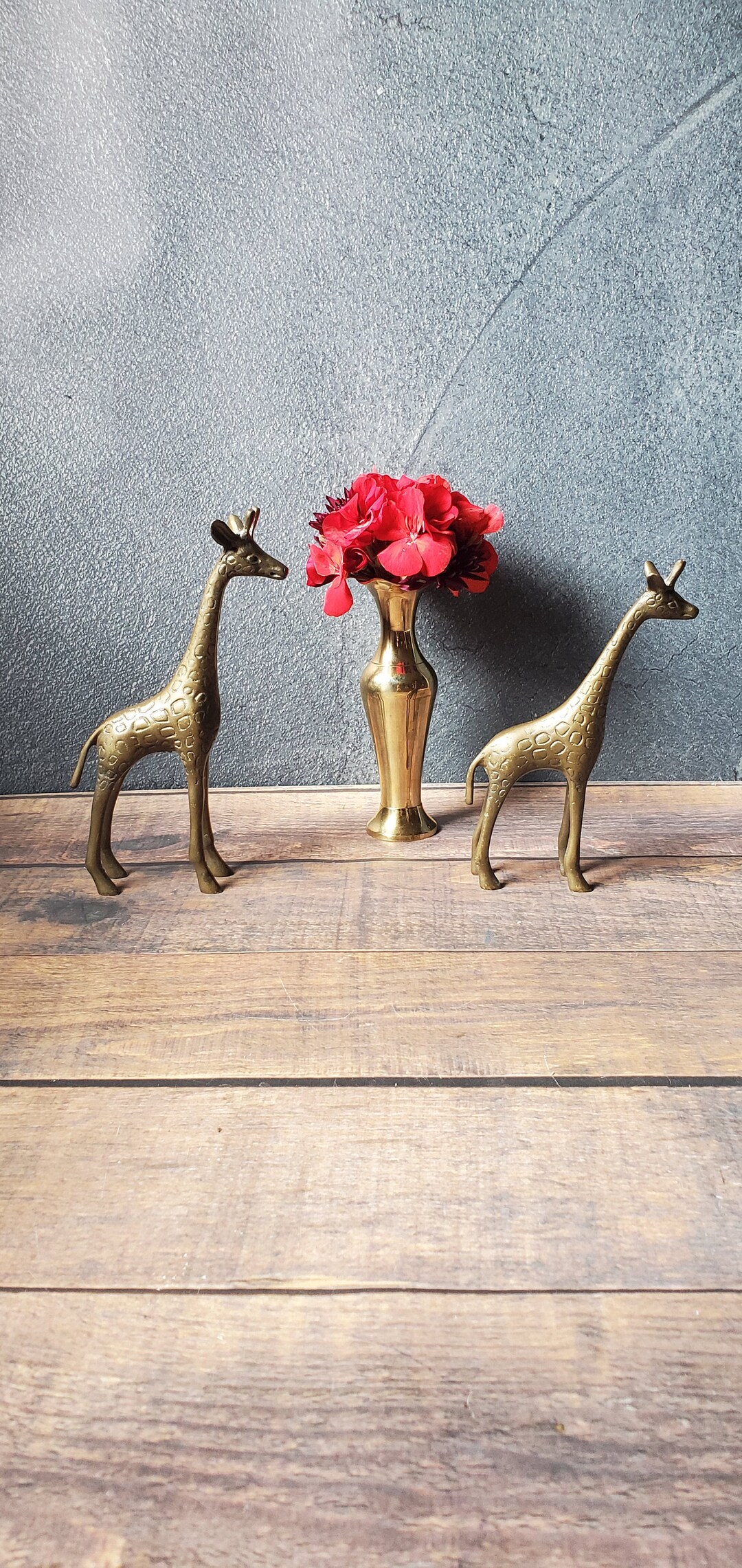 Brass Giraffe Figurines/ Brass Giraffe Statues/ Brass Giraffe Set/ Pair ...