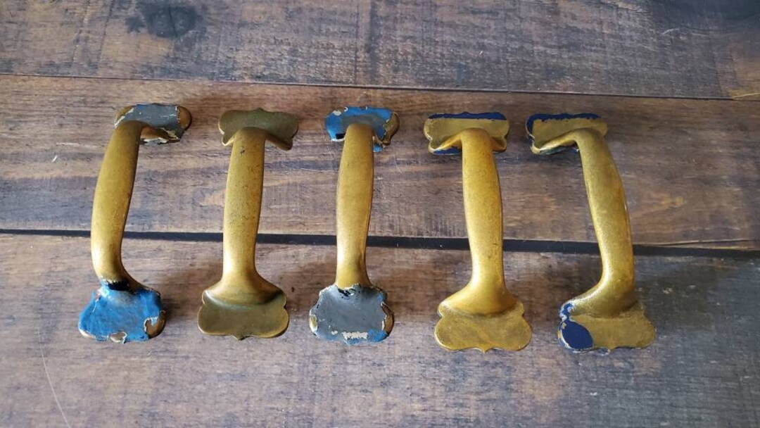 Vintage Heavy Brass Handles/ Vintage Brass Pulls/ Brass Cabinet Pulls ...