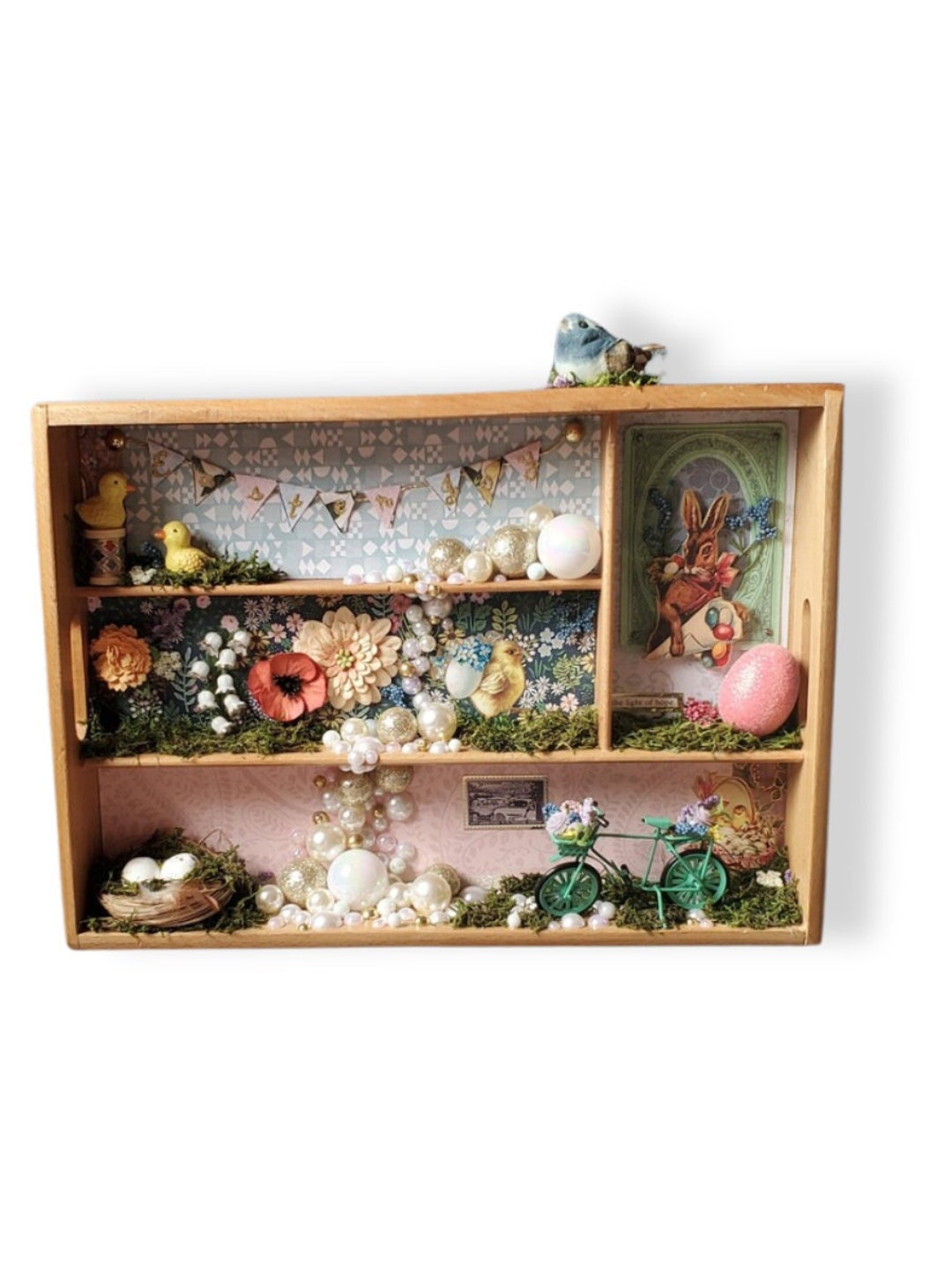 Shadow Box/ Assemblage Art/ Vintage Shadow Box Miniature/ Spring Decor ...
