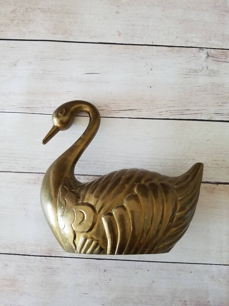 Large Brass Swan Figurine/ Vintage Brass Swan/ Brass Animal - Etsy