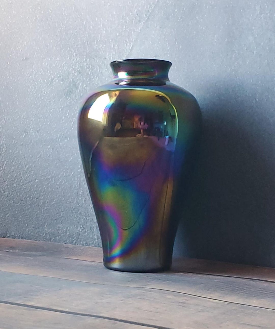 Blue Purple Iridescent Art Glass Vase for Flowers or Shelf Decor - Etsy