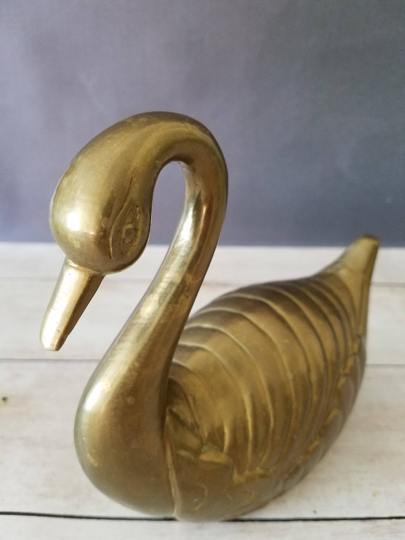 Large Brass Swan Figurine/ Vintage Brass Swan/ Brass Animal | Etsy