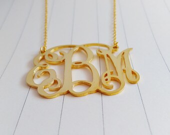Personalized Monogram Necklace3 Initial Monogram | Etsy