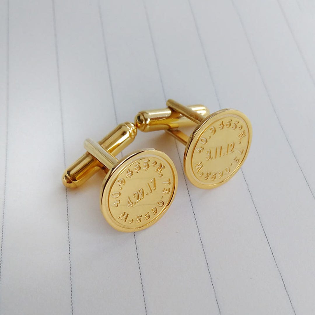 Personalized Wedding Cufflinks,date and Coordinates Cufflinks,gold ...