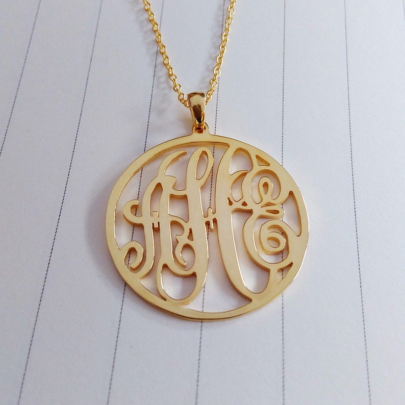 Personalized Monogram Necklace,gold Monogram Necklace,3 Initial ...