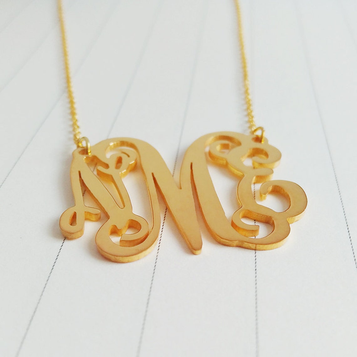 Personalized Initial Monogram Necklace3 Initial Necklacegold - Etsy
