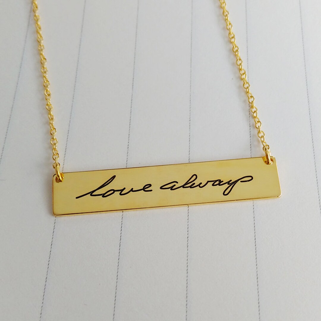 Handwritting Bar Necklace and Key Chain,specific Bar Necklace,signature ...