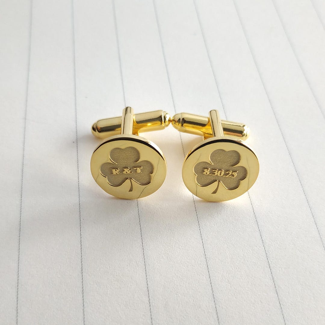 Wedding Initials Date Cufflinks,shamrock Initials and Date Cufflinks ...
