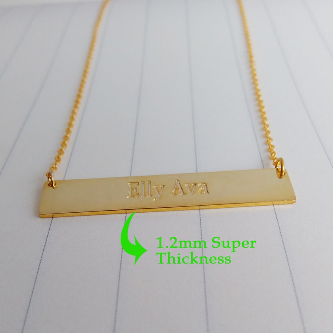 Gold Bar Necklacegold Bar Name Necklacelatitude Longitude | Etsy