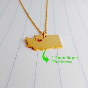Custom WA State Necklace,gold Washington State Necklace,wa State ...