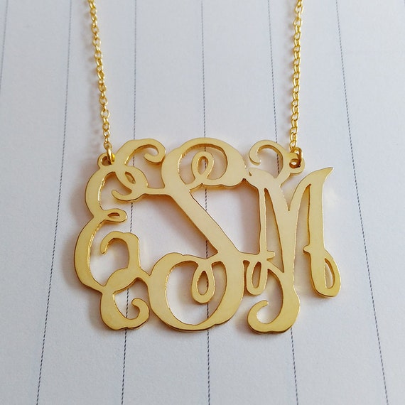 1 inch Personalized Monogram NecklaceSmall Monogram | Etsy