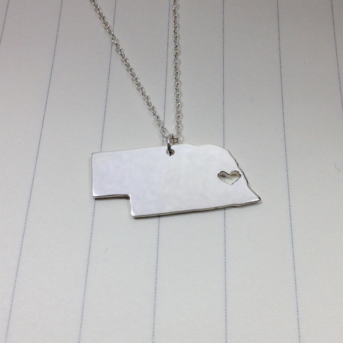 Nebraska State Charm Necklace,ne State Necklace,silver Nebraska State ...