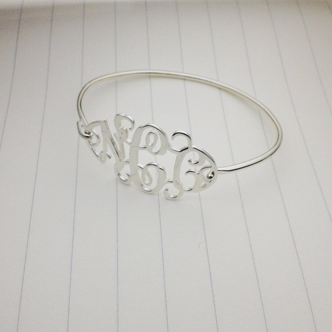 Silver Monogram Bracelet,3 Initial Monogram Bracelet,custom Bracelet ...