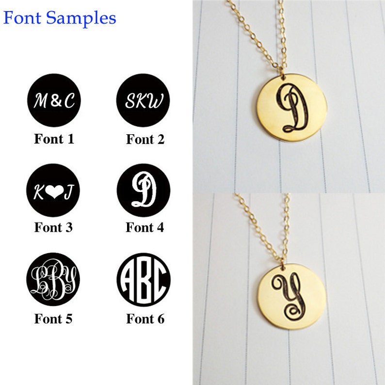 Engraved Disc Pendanttiny Disc Necklacegold Monogram Disc | Etsy