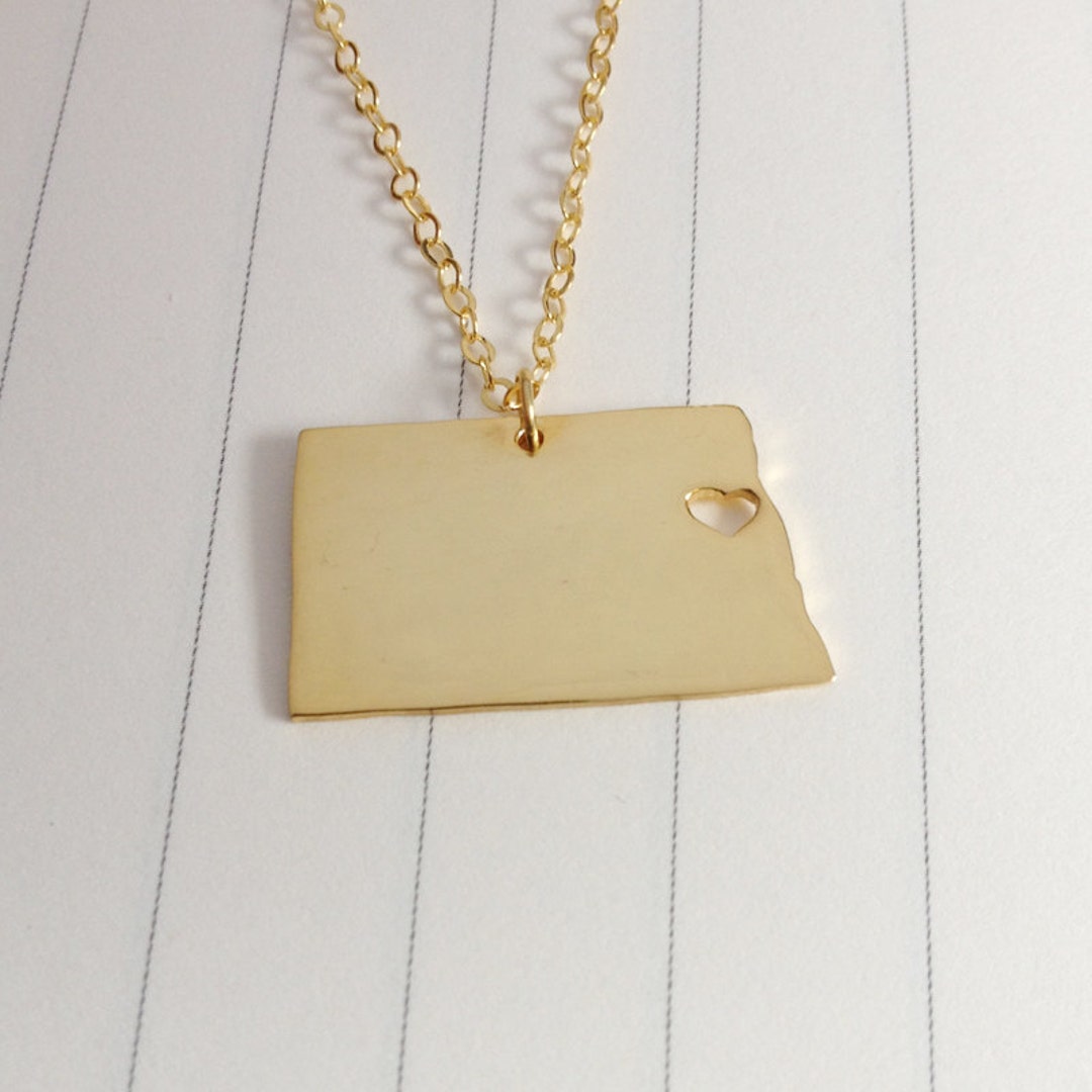Gold ND State Necklace,north Dakota State Necklace,nd State Charm ...