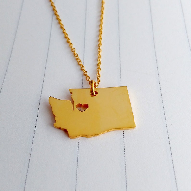 Custom WA State Necklacegold Washington State Necklacewa - Etsy