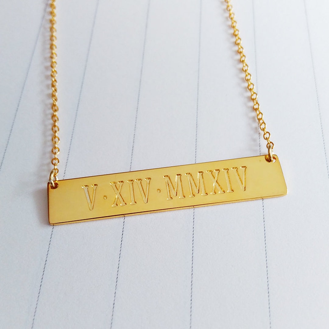 Gold Bar Necklace,roman Numeral Bar Necklace,name Bar Necklace,latitude ...