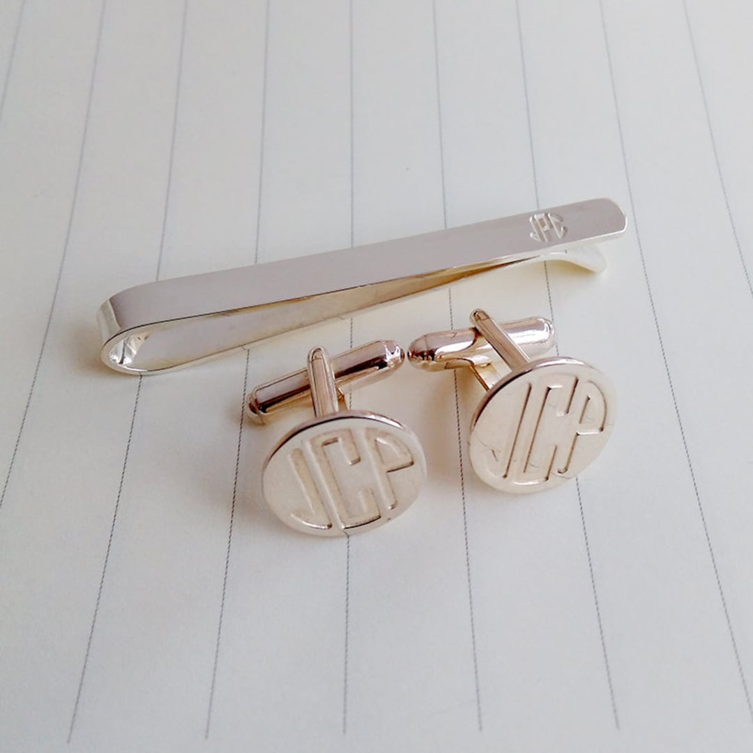 Monogram Cufflinks and Tie Clip,mix and Match Tie Clip and Cufflinks ...