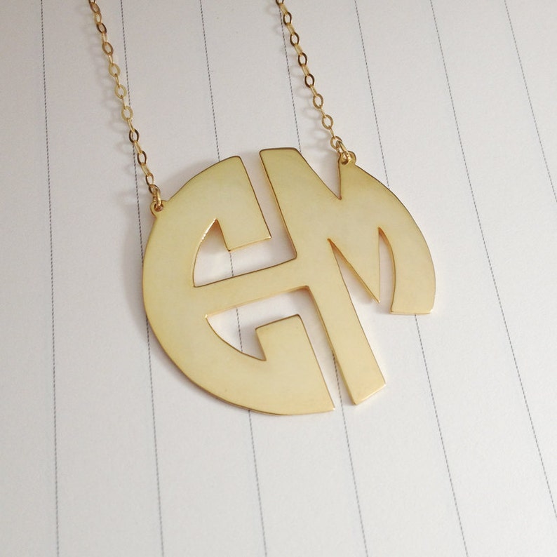 Two Initial Block Monogram Necklace,monogrammed Gifts,gold Monogram ...