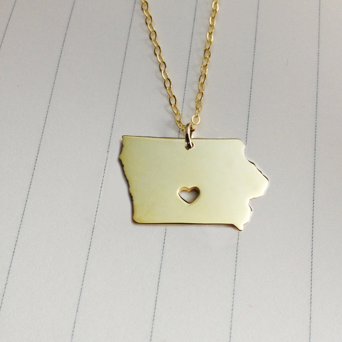 IA State Necklaceiowa State Charm Necklacegold Iowa State | Etsy