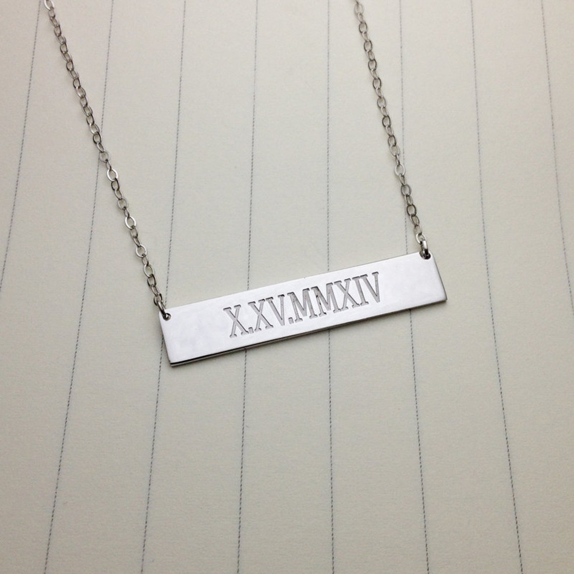 Roman Numeral Bar Necklacelatitude Longitude | Etsy