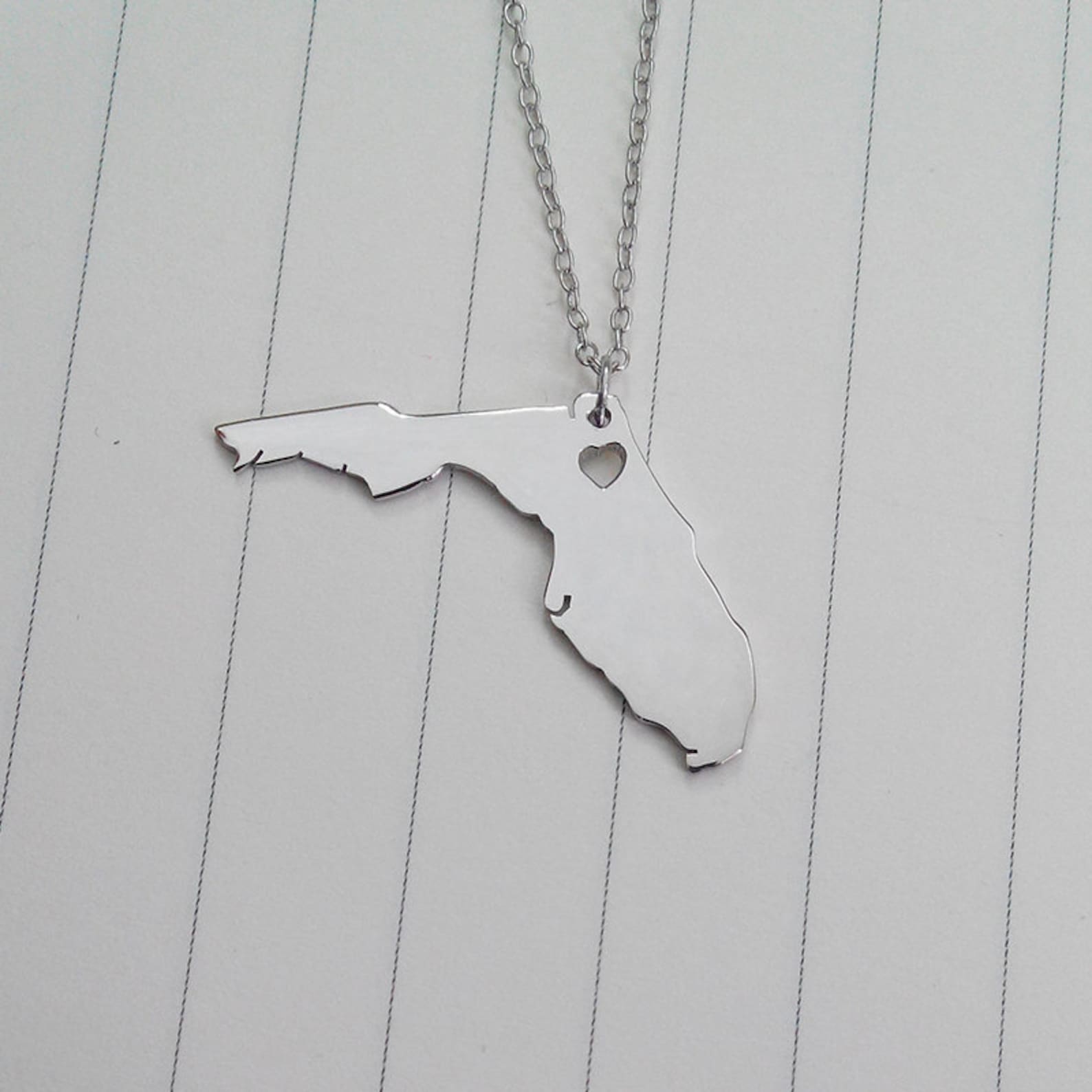 Florida State Charm Necklace,fl State Necklace,silver State Necklace ...