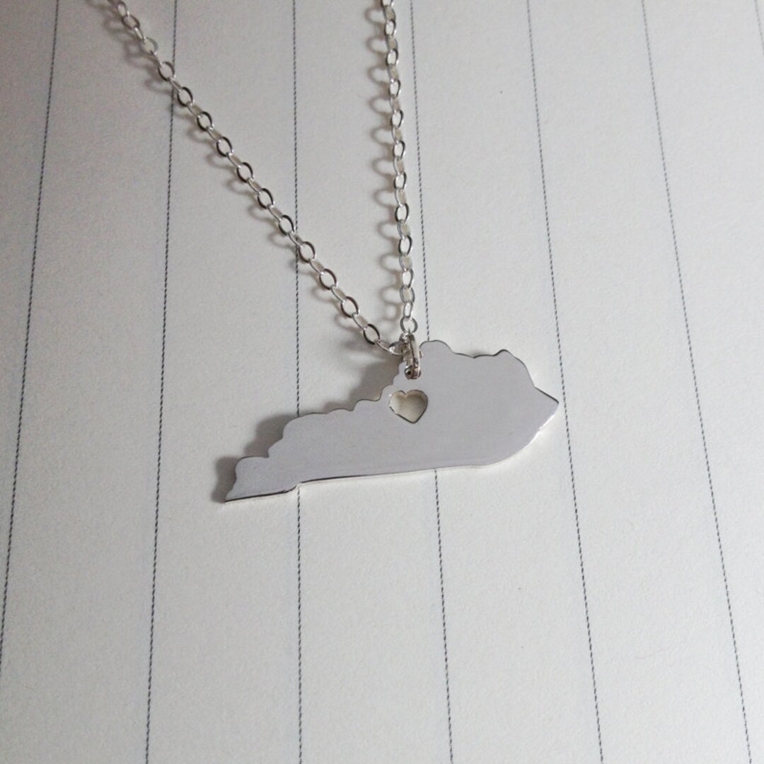 Kentucky State Necklace Silver,ky State Necklace,custom KY State Charm ...