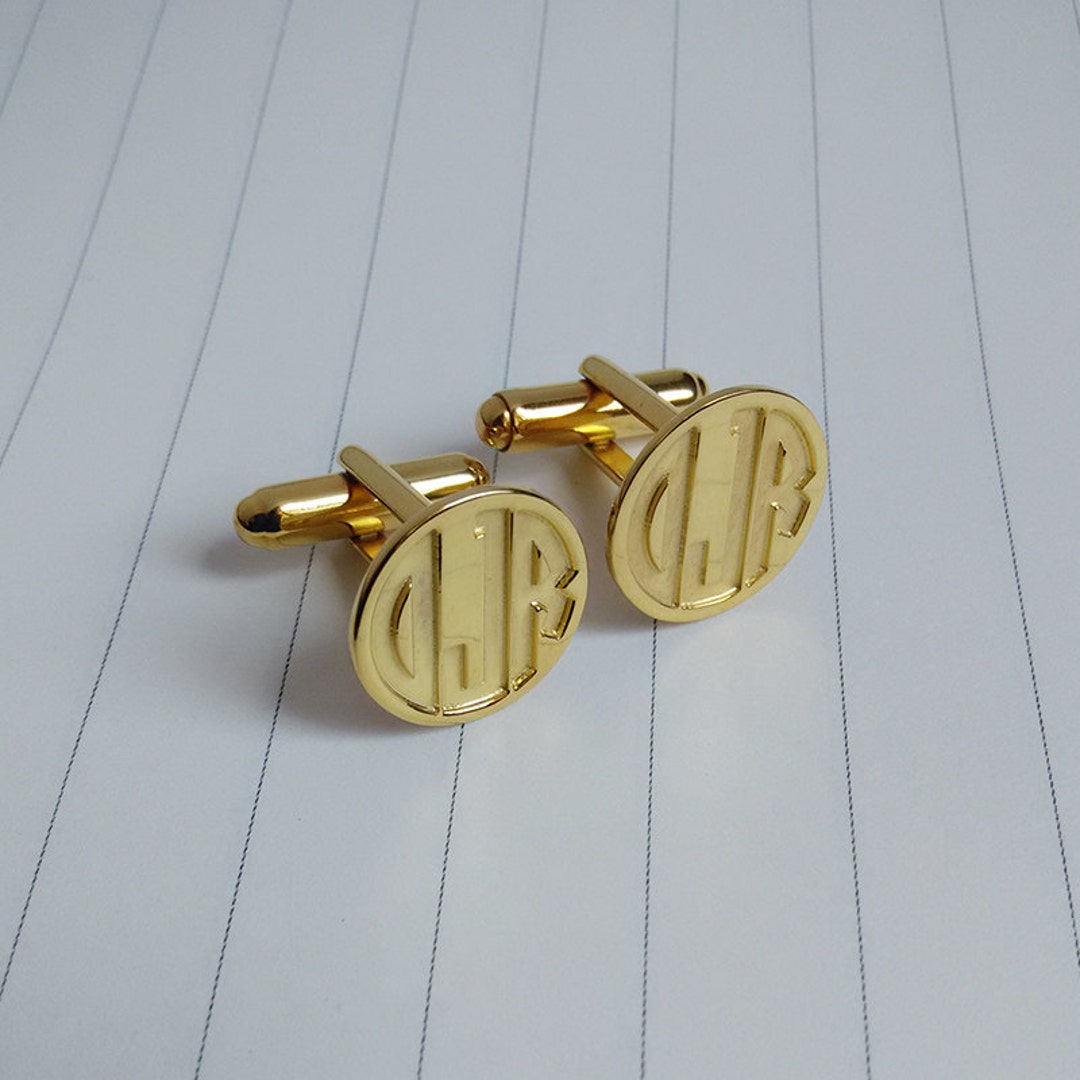 Engraved Monogram Cufflinks,groom Wedding Gift,gold Men Cufflinks ...