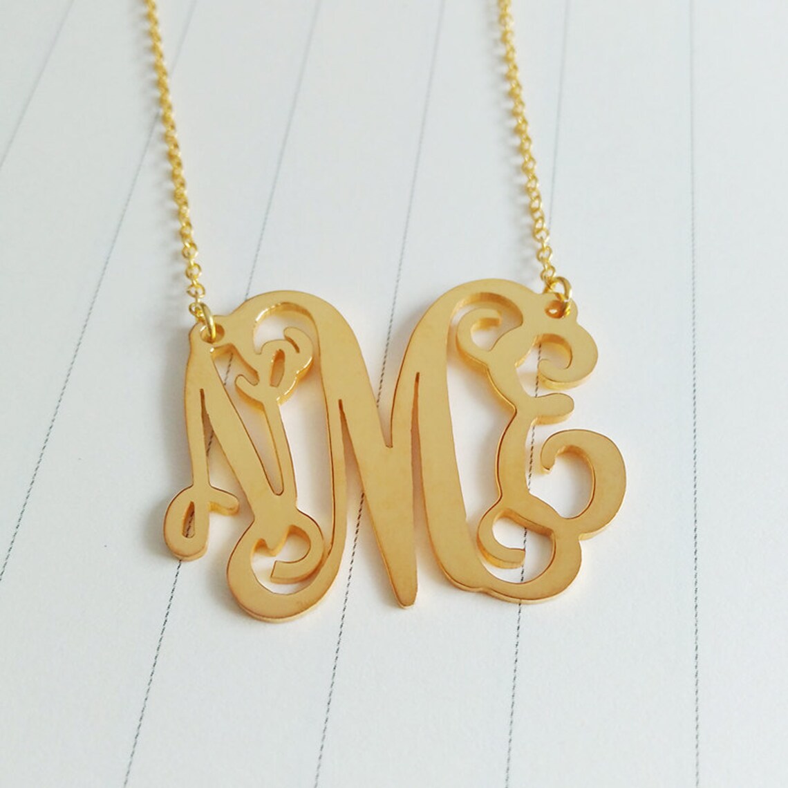 Personalized Initial Monogram Necklace3 Initial Necklacegold - Etsy