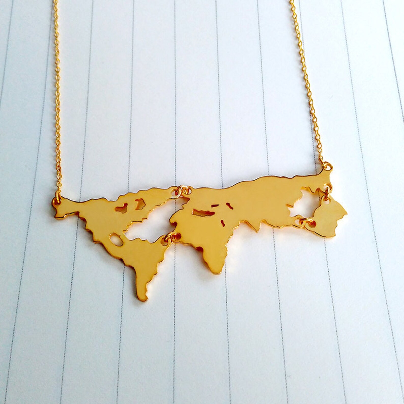 Gold Map Necklacepersonalized World Map Necklacegold Earth | Etsy
