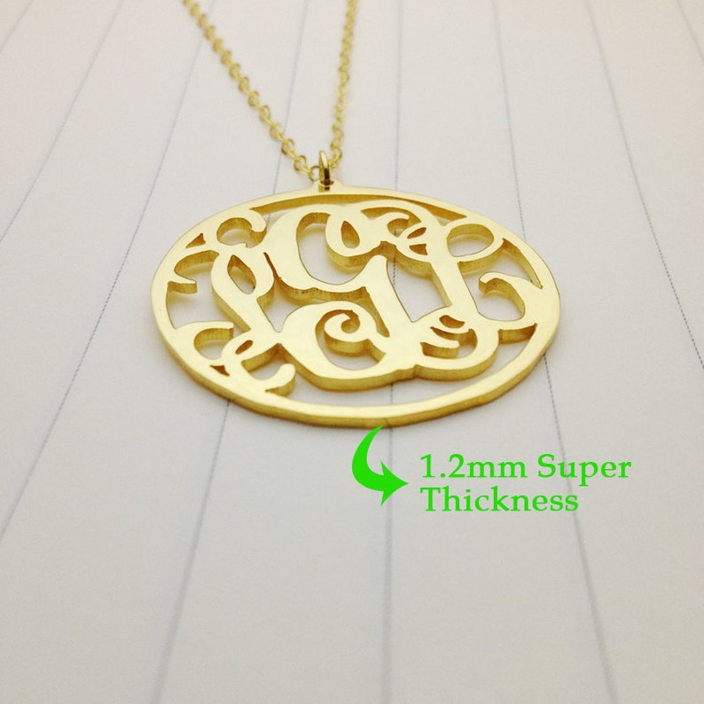 Gold Monogram Necklace3 Initial Monogram Necklace1 | Etsy