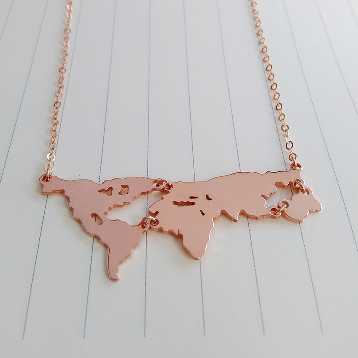 Mother Earth Necklacepersonalized World Map Necklacerose - Etsy