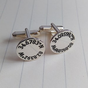 Coordinates Cufflinks,silver Latitude Longitude Wedding Cufflinks ...