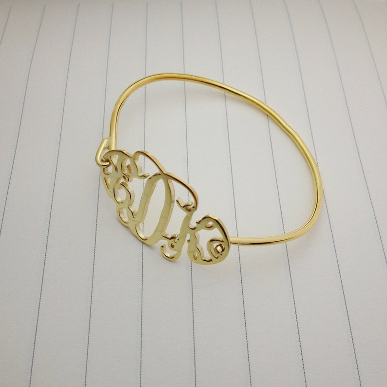 Gold Monogram Bracelet,3 Initial Monogram Bracelet,custom Bracelet ...