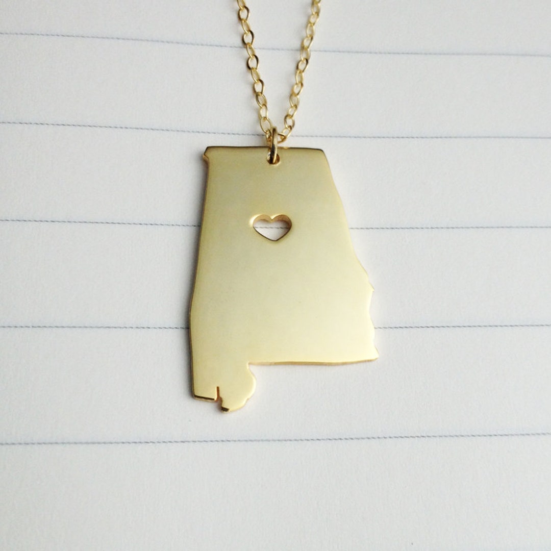 AL State Necklace,alabama State Charm Necklace,gold State Necklace ...