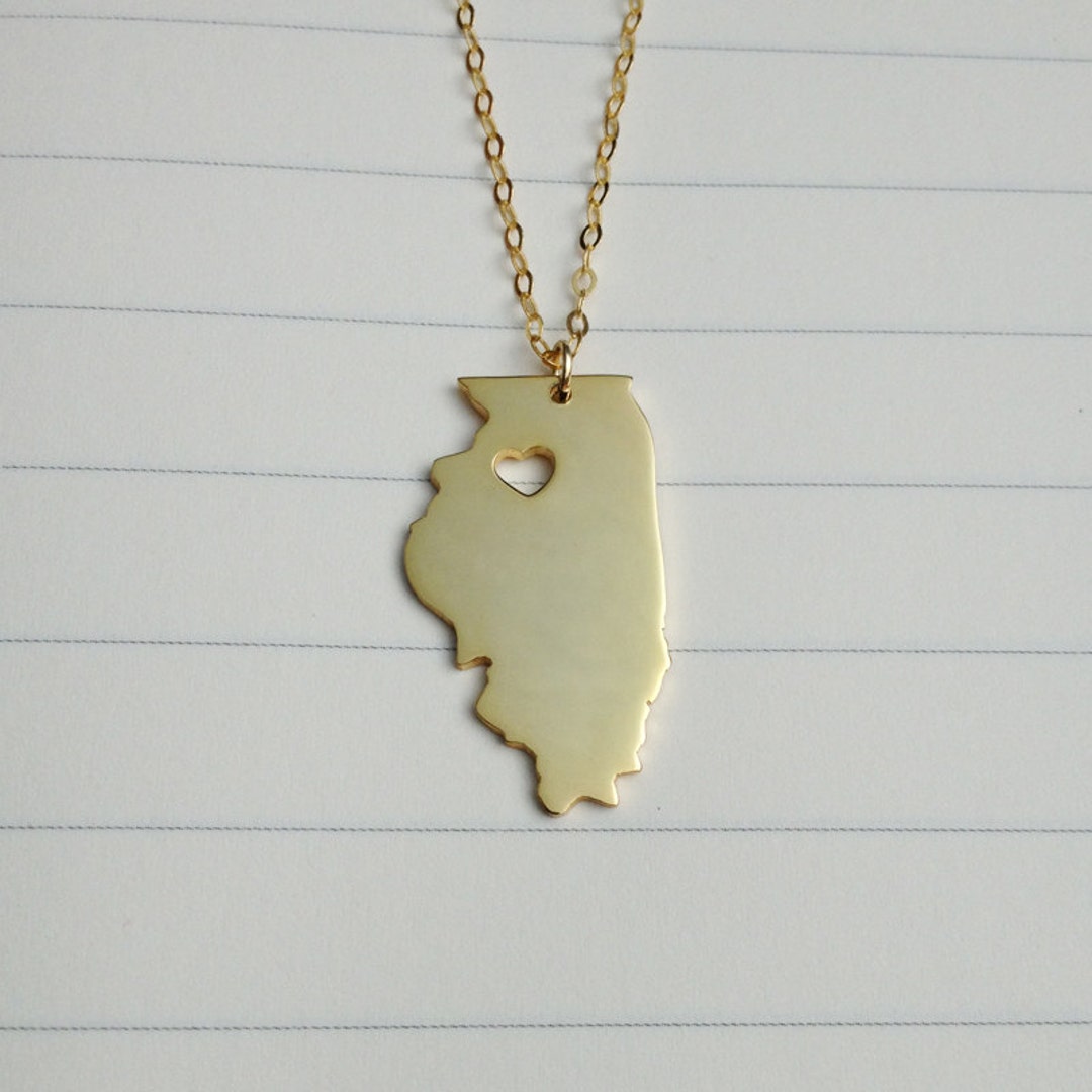 IL State Necklace,illinois State Charm Necklace,gold State Necklace ...