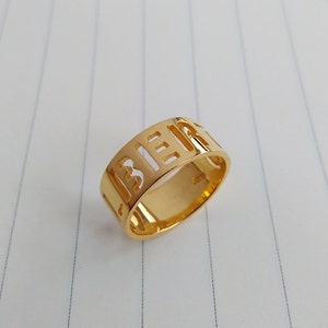Modern Letters Ring Gold,personalized Band Ring,silver Monogram Ring ...