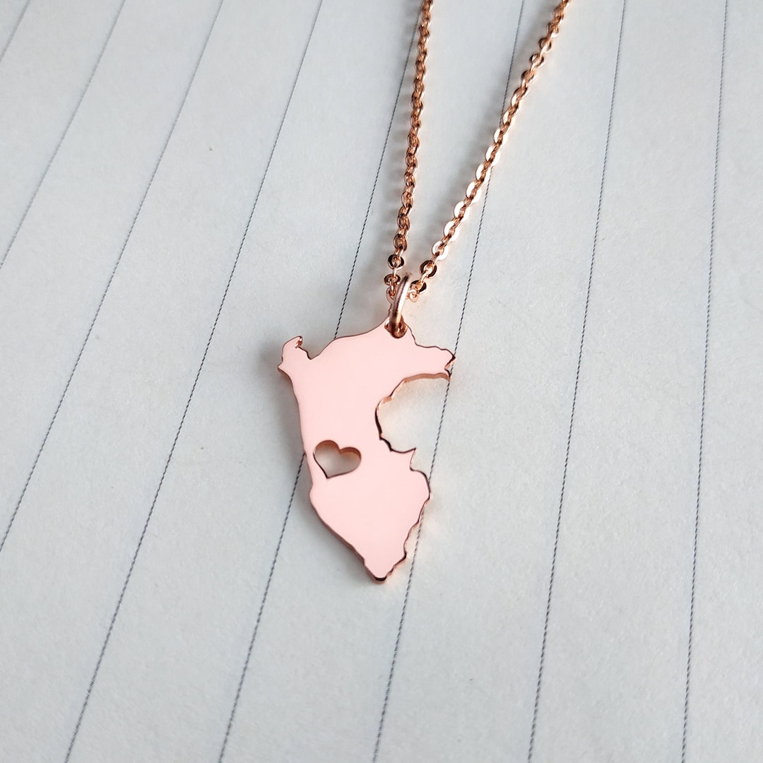 Custom Peru Necklace,peru Map Necklace,rose Gold Peru Charm Necklace ...