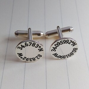 Coordinates Cufflinks,silver Latitude Longitude Wedding Cufflinks ...