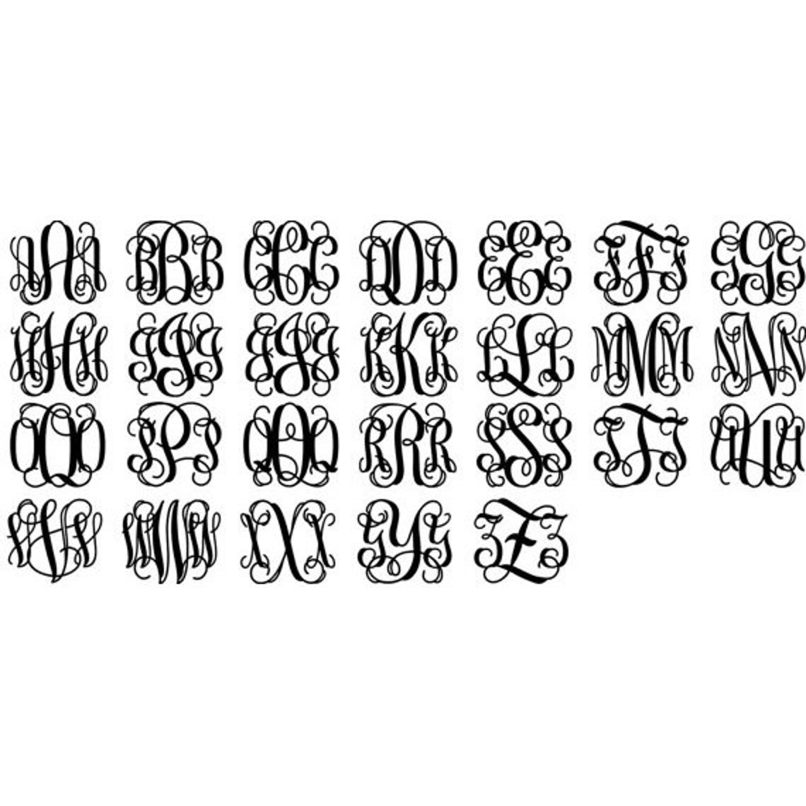 3 Initial Monogram Necklace,large Silver Monogram Necklace,2" Inch ...